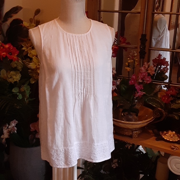 J. Jill | Tops | Jjill Love Linen Embroidered Sequined Full Button Back ...